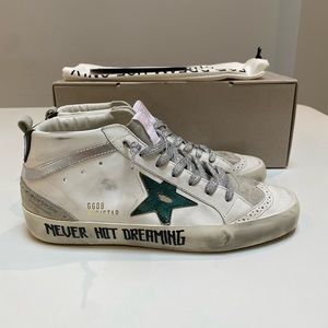 Golden Goose | Shoes | Golden Goose Mid Star Sneaker Whiteiceemerald ...